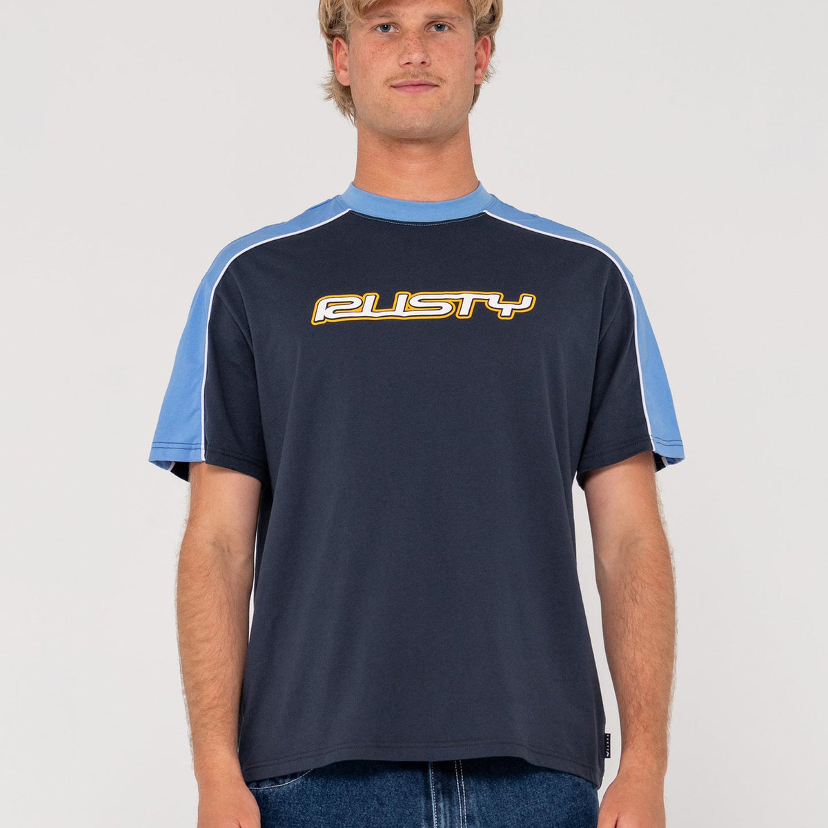 Rusty Straight Shooter Navy Blue Regatta Tee S/s Shirt – Long Beach ...